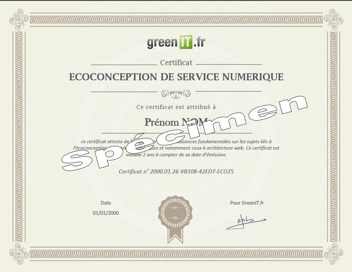 Certification écoconception de service numérique - Green IT